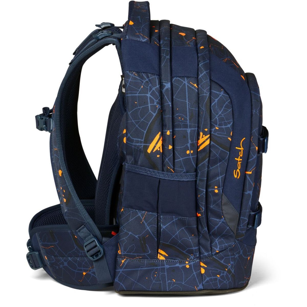 Satch Schulrucksack Urban Journey, Farbe/Muster: dark blue, orange ...