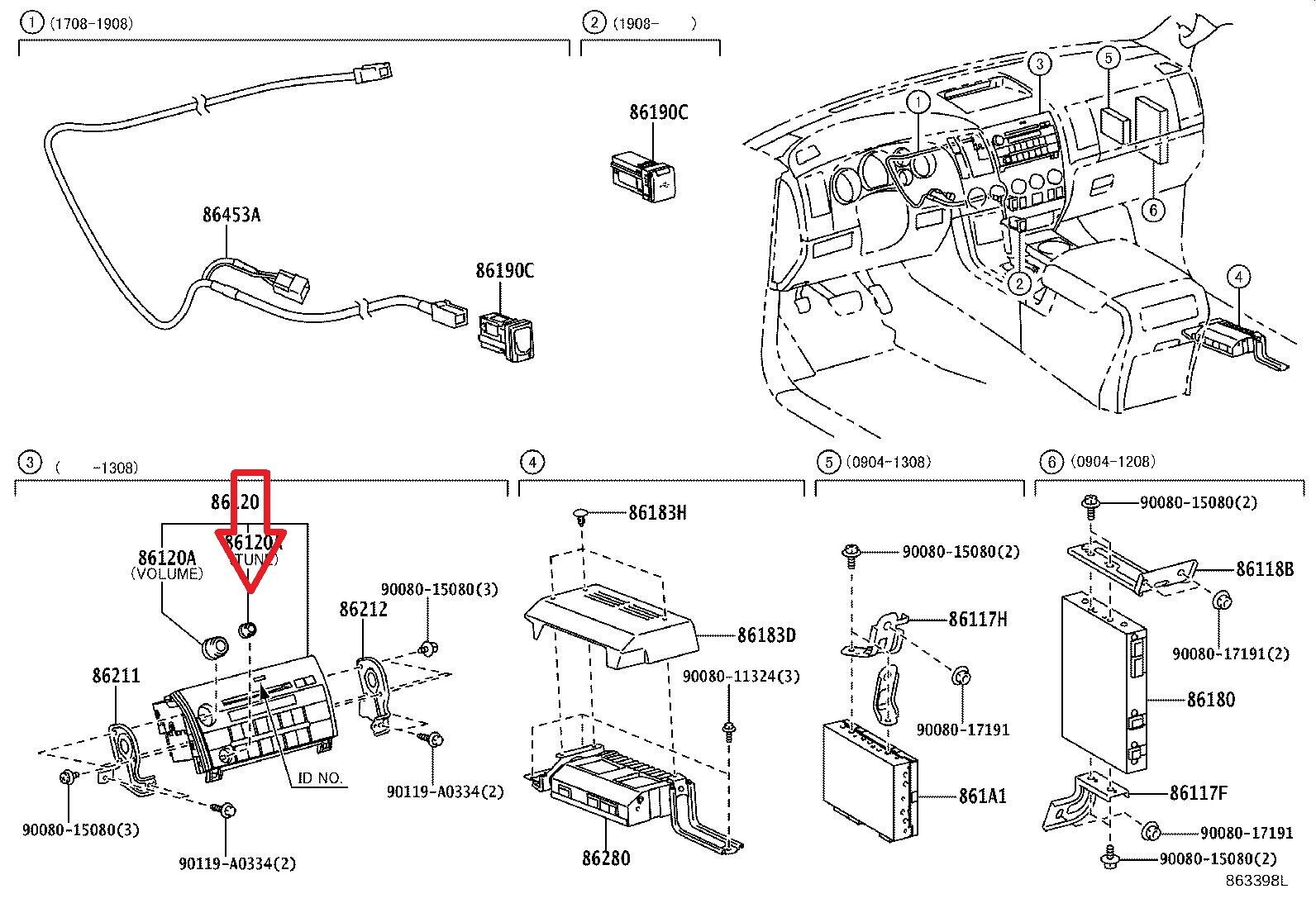 FITS: 08 - 14 TOYOTA SEQUOIA RADIO CD PLAYER TUNE KNOB QTY 1 OEM BRAND ...