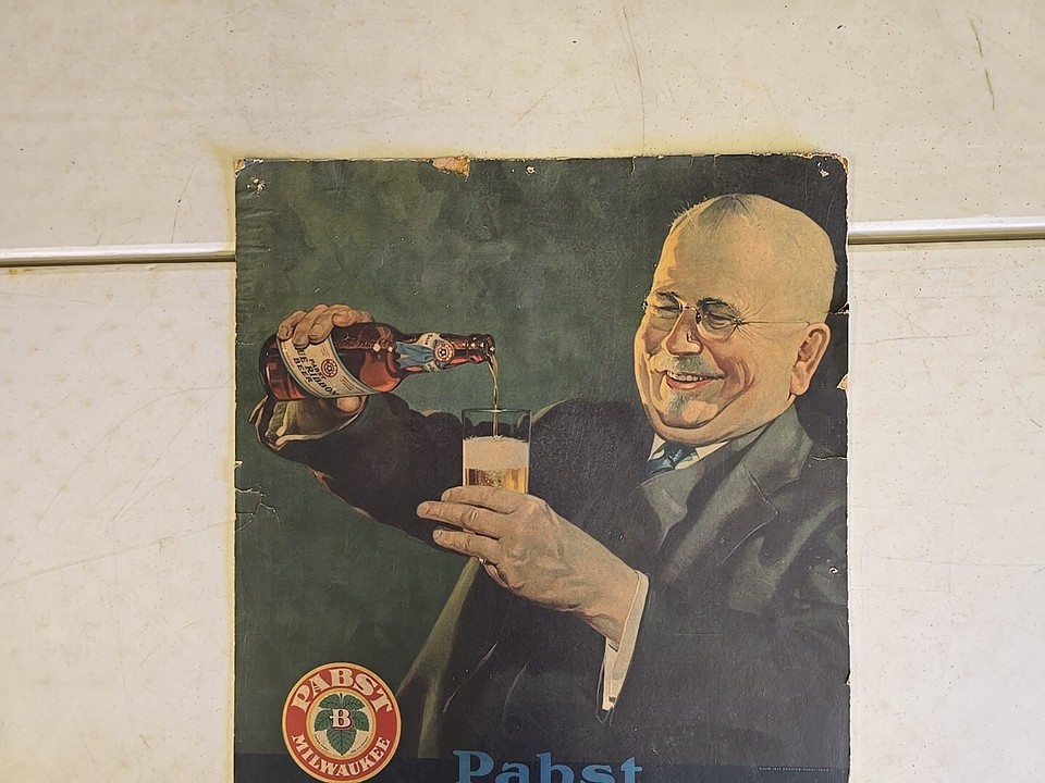 Vintage 1933 Original Post Prohibition Pabst Blue Ribbon Easelback Sign ...