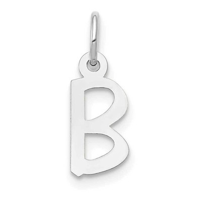 14k White Gold Small Slanted Block Letter B Initial Charm 0.3 x 0.6 in ...