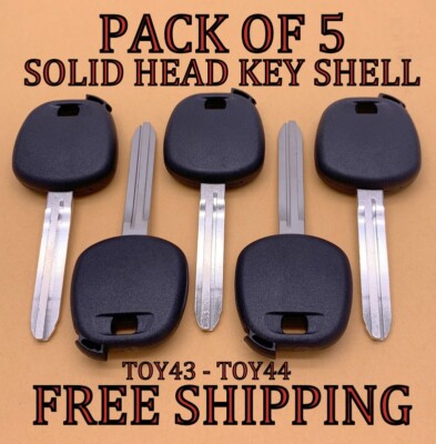 X5 SOLID HEAD TRANSPONDER KEY SHELL CASE BLANK W/ CHIP SLOT FOR TOY43 ...