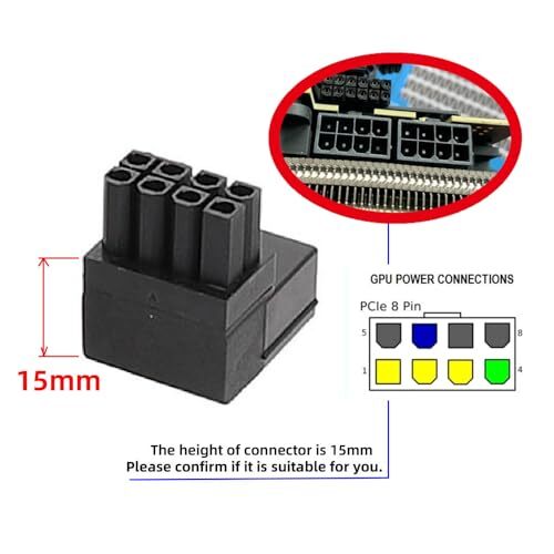 2 Pack ATX 8P Connector Male to Female Power Header Adapter Up Down ...