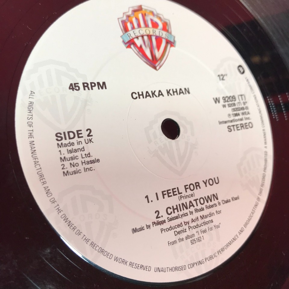 CHAKA KHAN I Feel For You 1984 UK 3-track 12" vinyl single remix Prince ...