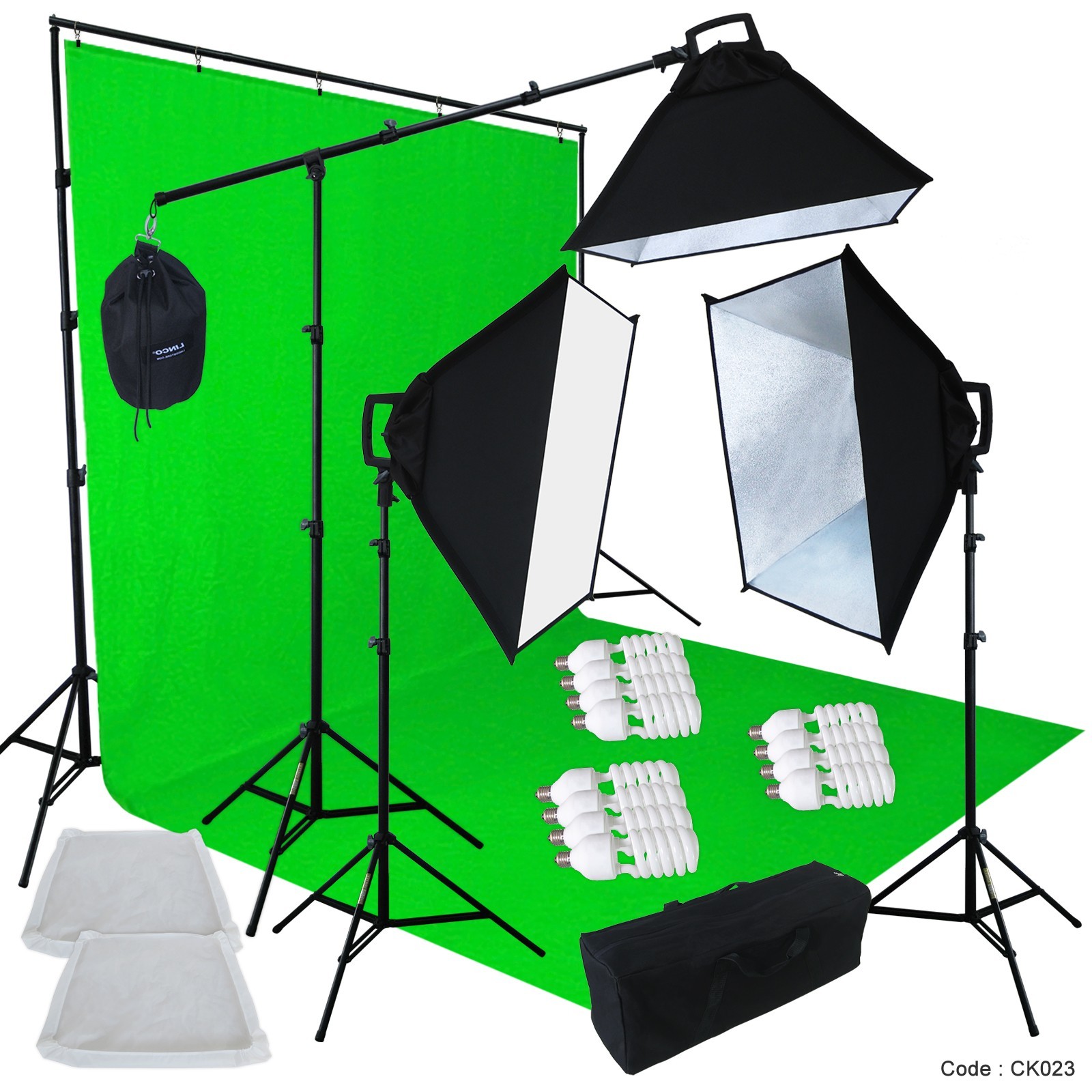 Chromakey Green Screen Lighting Kit 2400 Watt 9'×13' Backdrop ...