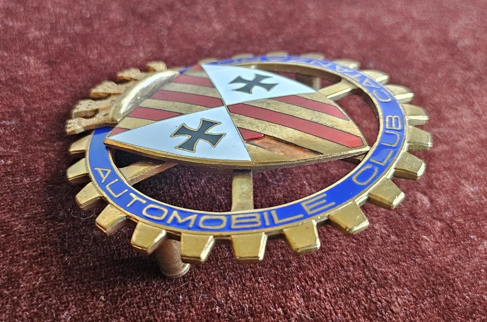 VINTAGE ENAMEL RADIATOR CAR CLUB BADGE # AUTOMOBILE CLUB CATANZARO ...