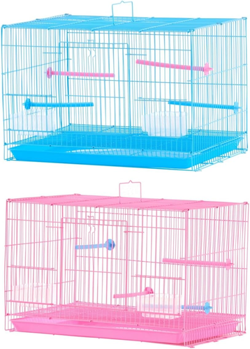 47x34x31.5cm Colourful Rectangular Pet Bird Cage with Stand 2 Removable ...