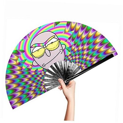 33cm Folding Rave Fan - Rick Trippy - Loud Clack Festival Fans ...