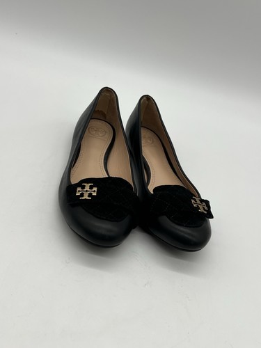 Tory Burch Leila Mestico Women Size 7M Black Leather Quilted Suede Loafers Shoes | eBay