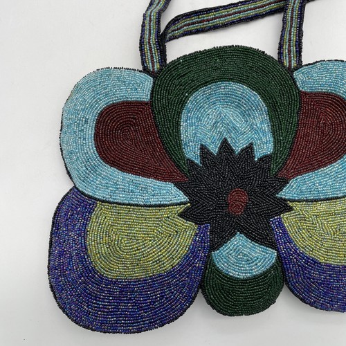 Multicolor Beaded Butterfly Purse Satin Lined Double Handle | eBay