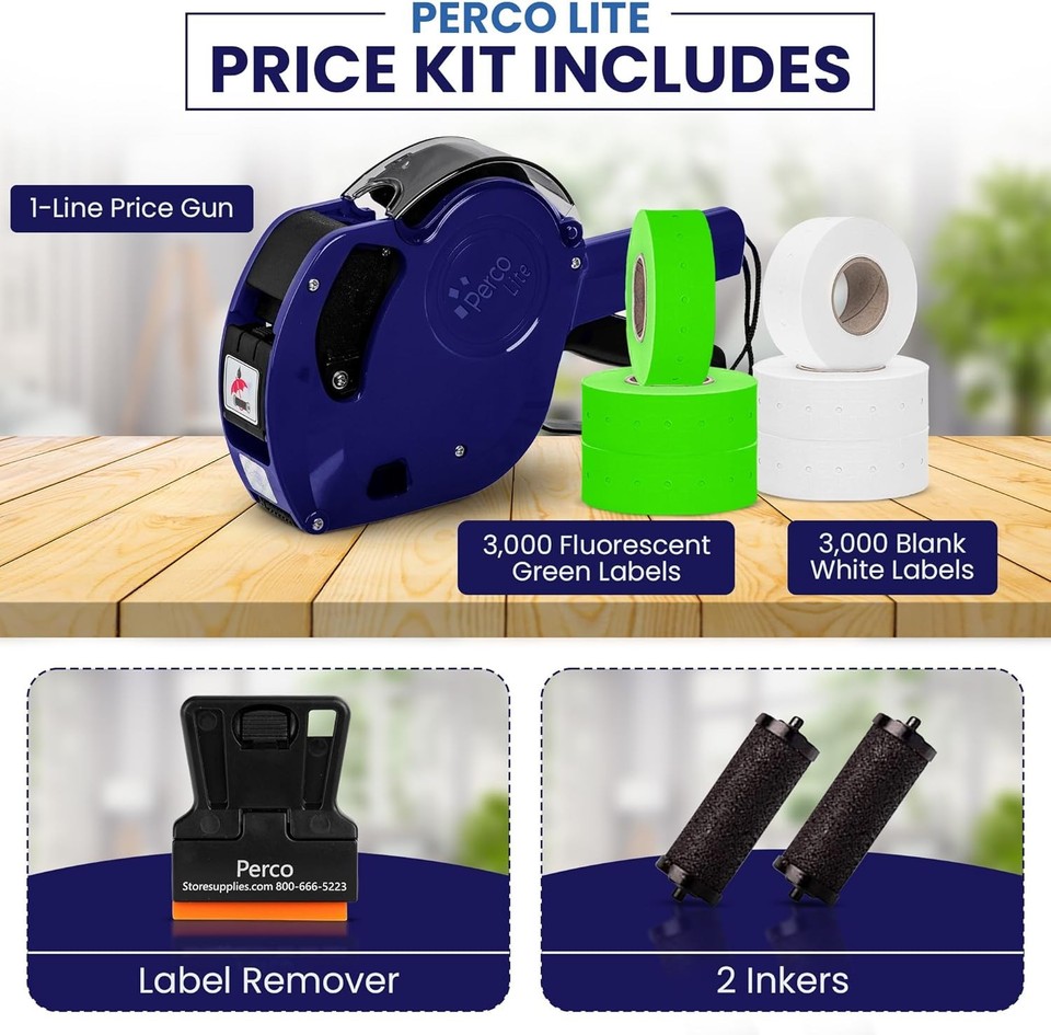 Perco Lite 1-Line Price Gun Kit with Labels & Ink Rolls | eBay