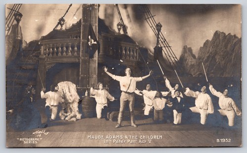 Maude Adams & Children In Peter Pan Act V Pirate Ship Scene Rotograph ...