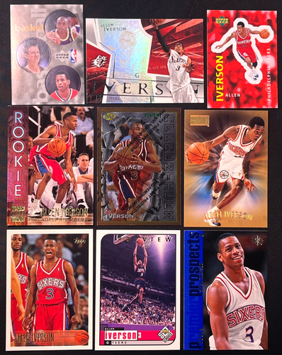 Allen Iverson Topps Finest Rookie Lot 8 Cards 2 Sticker Cards | eBay