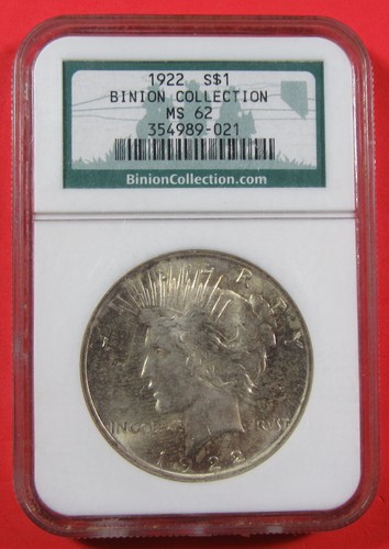 1922 $1 Binion Collection NGC MS62. Desirable Binion hoard dollar ...