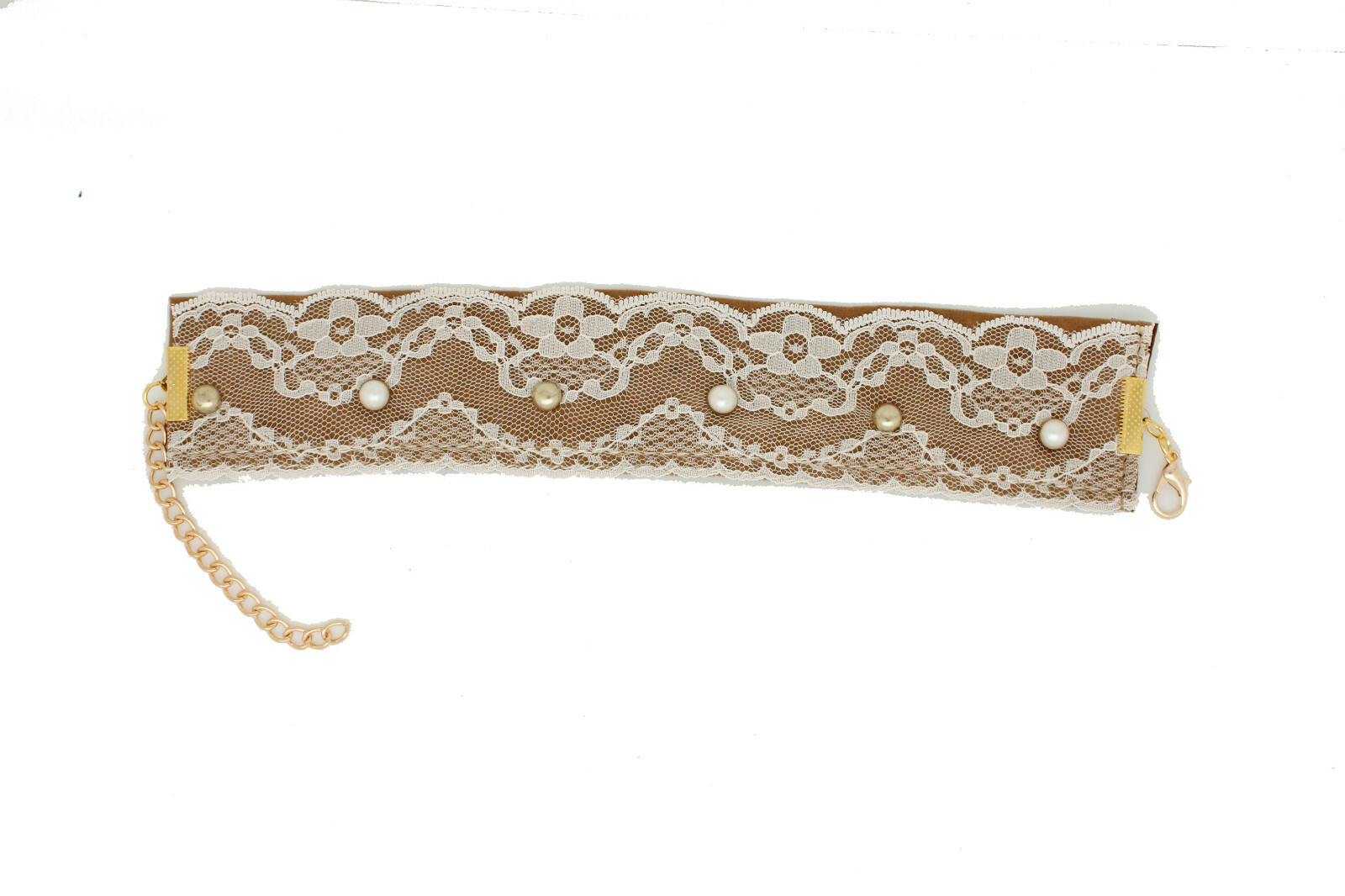 Women Boho Boot Bracelet Shoe Pearl Beads Beige Strap White Lace Band ...