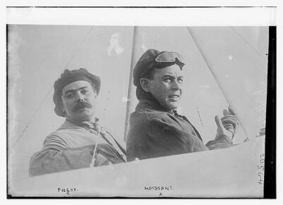 John Bevins Moisant flying airplane,1868-1910,American aviator,Albert ...