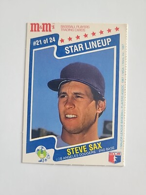 Steve Sax Baseball Cards #21 Los Angeles Dodgers M&M's Baseball Cards ...