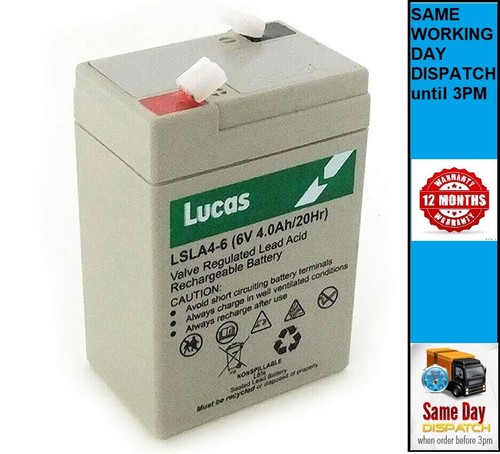 Rechargeable BATTERY LEAD ACID AGM 6V 4Ah (4.5ah) - NP4-6 LSLA4-6 RT645 ...