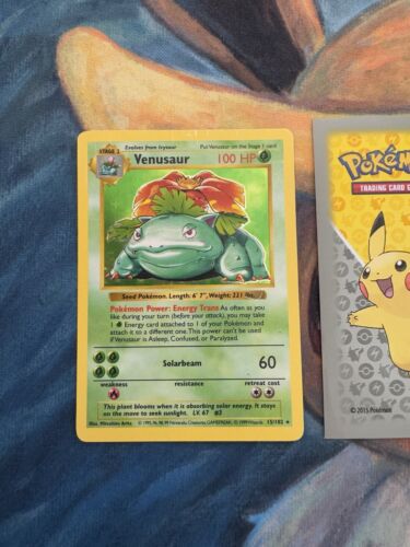 POKEMON Shadowless Base Set VENUSAUR 15/102 Holo Rare WOTC 064💎MP LP+💎 ...