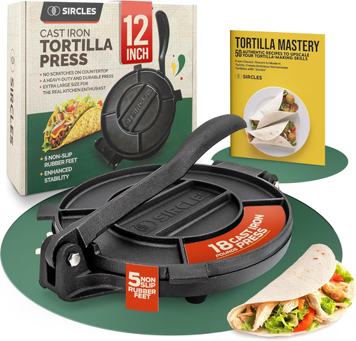 SIRCLES Tortilla Press 12 Inch Cast Iron - Extra Large, Heavy Duty 12 Inch Torti | eBay