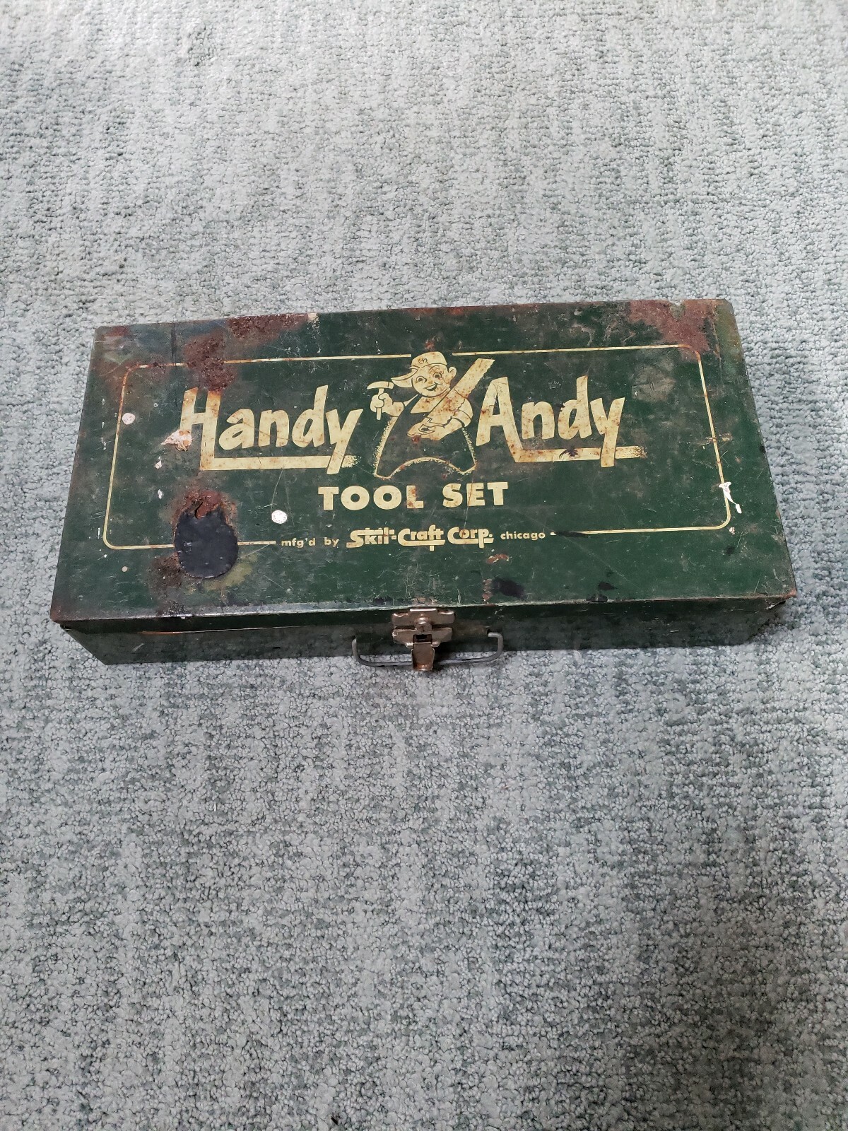 Vintage Handy Andy Tool Set Dark Green Tool Box Empty Box Only | eBay