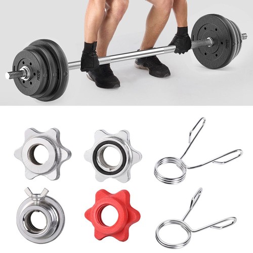 Olympic Barbell Bar Clips Check Nut Dumbbell Spinlock Collars Spin Lock ...