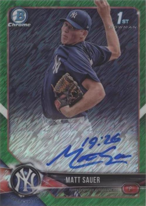 2018 Bowman - Chrome Prospect Autographs Matt Sauer #CPA-MSA Green ...