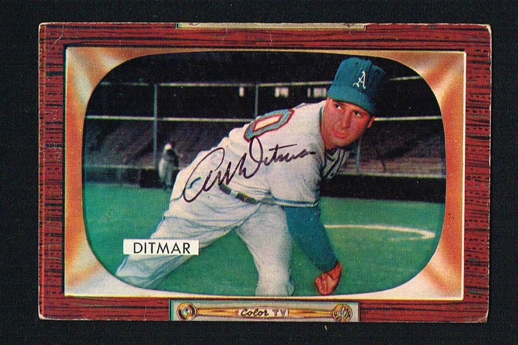 Art Ditmar No. 90 signed autograph auto 1955 Bowman Baseball Trading ...