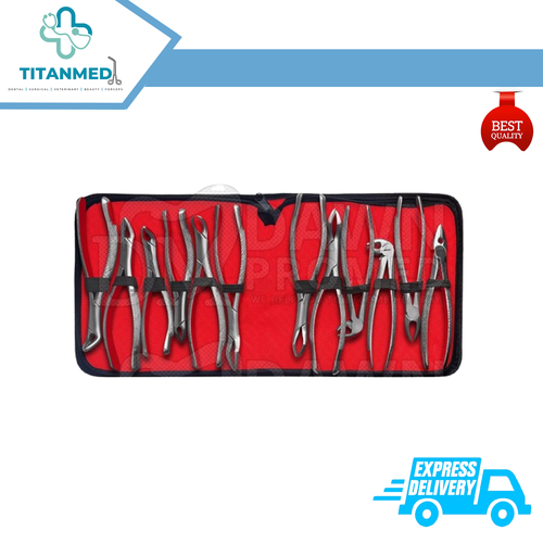 12 Pcs Dental Extracting Forceps Tooth Extraction Instruments Kit Set ...