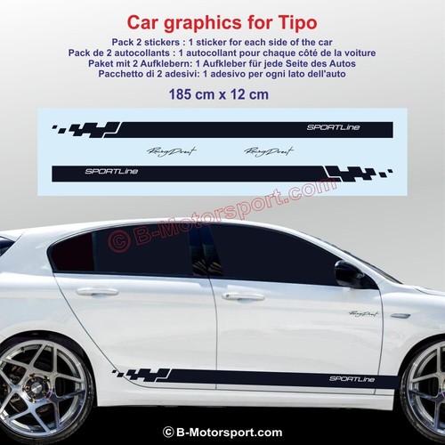 Autocollant SPORTLine compatible FIAT TIPO sticker bande latérale ...