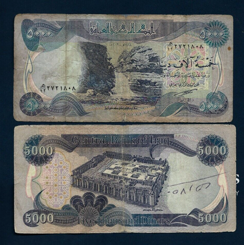 5,000 Central Bank Iraq 5000 x 1 Pcs Iraqi Dinar Currency Dinar UV Cir ...
