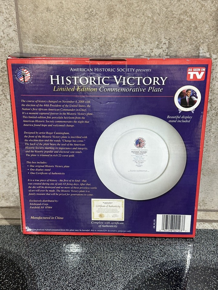 Historic Victory Collectable Plate President Barack Obama NIB 22Kt Gold ...
