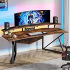 71" Large Computer Desk w/ Monitor Stand, Study Writing Gaming Desk ...
