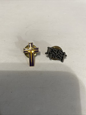 Vintage Religious Pins Cross & Jesus First | eBay