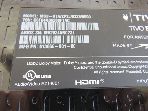 ~TiVo EDGE RD6F50 ANTENNA MG3-OTA-L 500GB HD 2 TUNER DVR LIFETIME ...