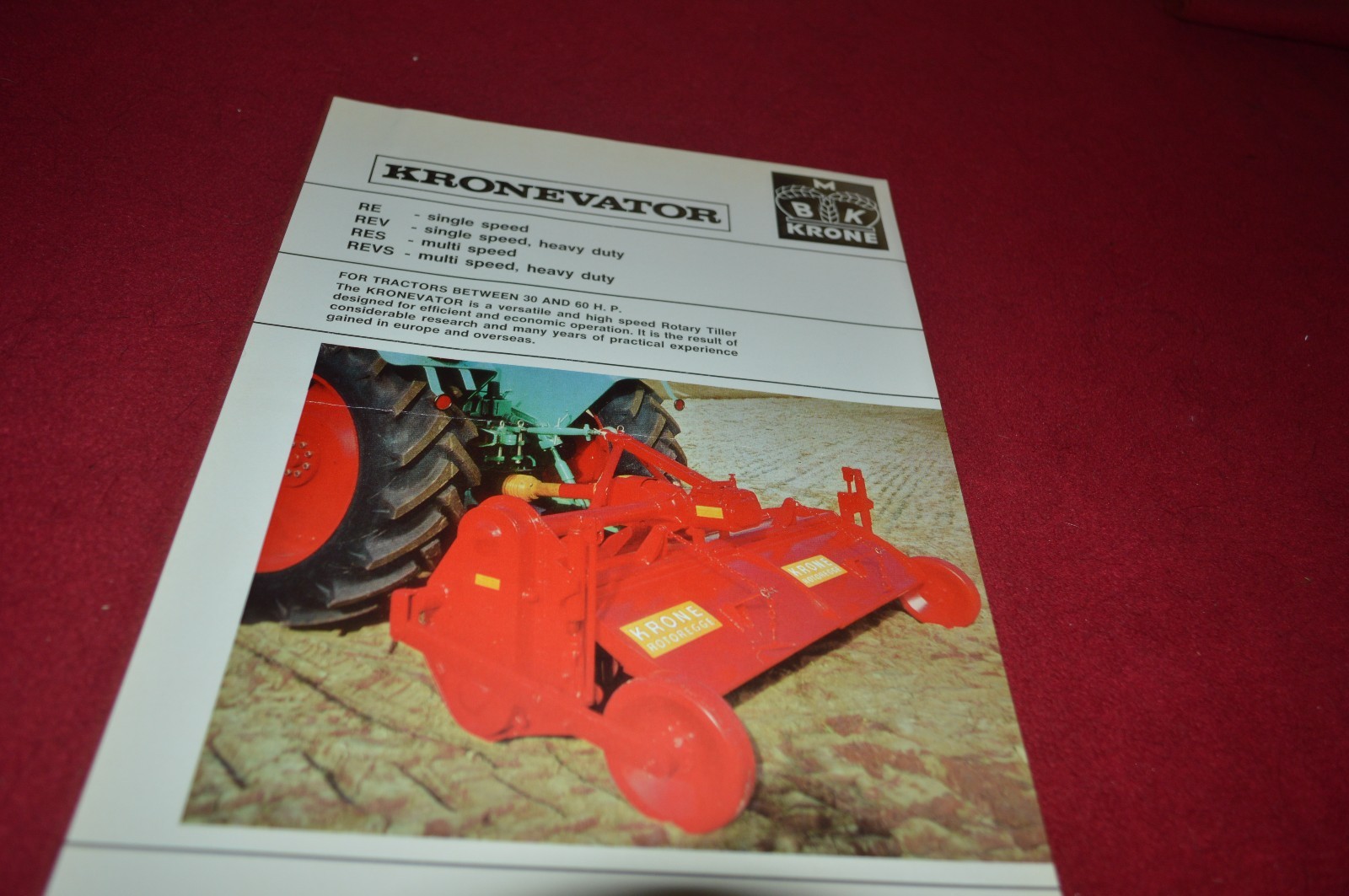 Krone Kronevator Rototiller Dealer's Brochure DCPA6 | eBay
