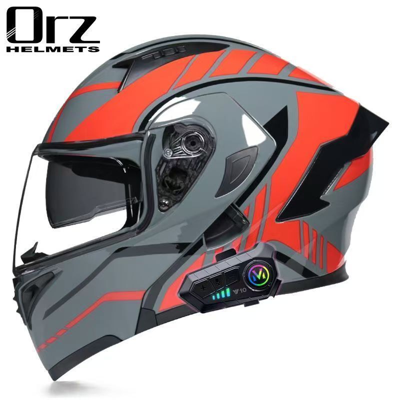 Bluetooth Motorcycle Intercom Helmet Racing Dual Visors Modular ...