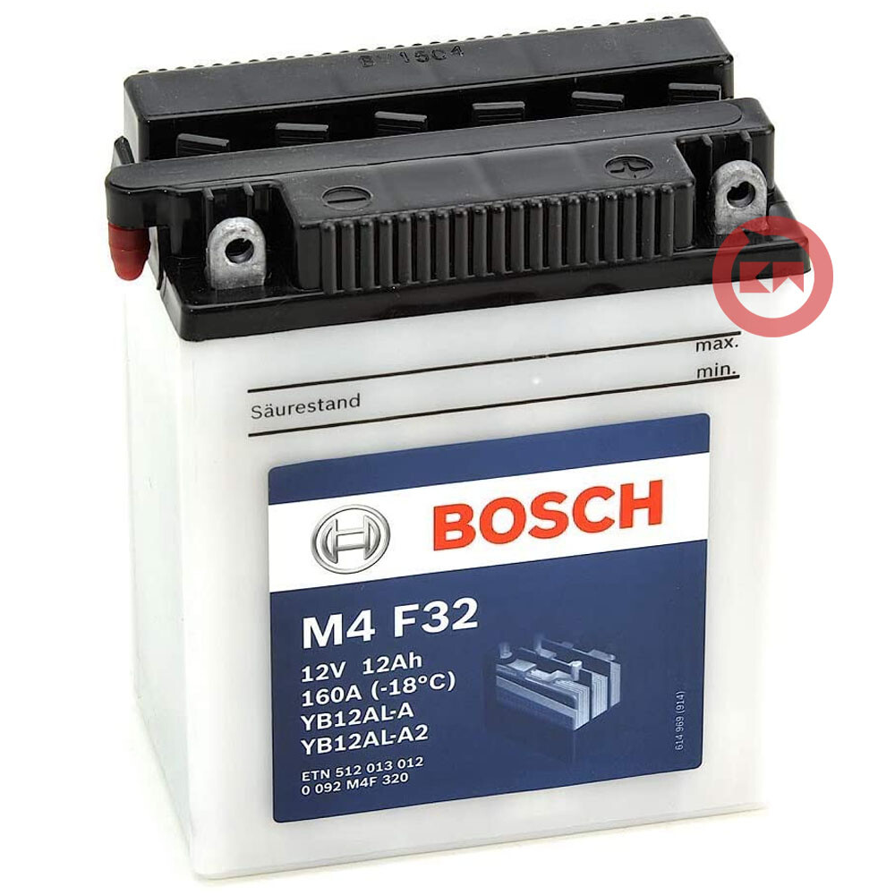 BATTERIA BOSCH M4 F32 YB12AL-A /A2 12V 12AH SPUNTO 160A MOTO - SCOOTER ...
