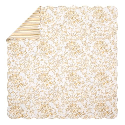 Garden Toile 3-Piece 3-Piece Full Queen Quilt Set Garden Toile Yellow ...