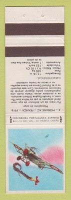 Matchbook Cover - Portugal Planes Morane AC France 1916 | eBay Australia