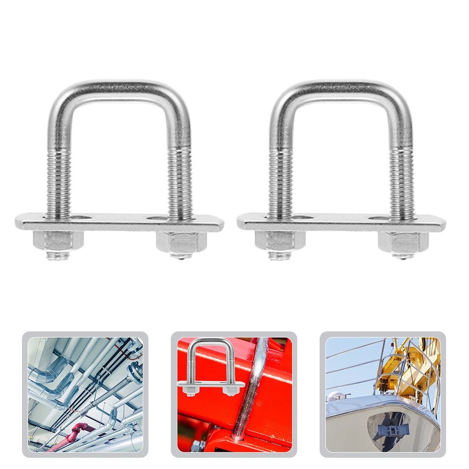 2 Pcs U-bolt U-shaped Pipe Clamp Bracket Stainless Bolts Tube Clamps ...