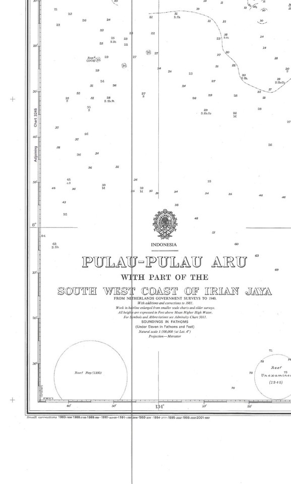 3246 Pulau Aru With South West Coast Irian Jaya Indonesia Map Charts ...