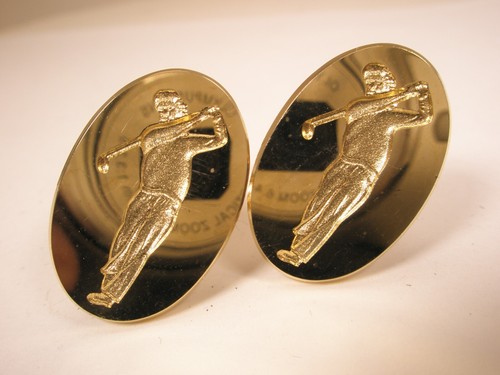 Golfer Teeing Off Driving Vintage Cuff Links club ball tournament lpga ...