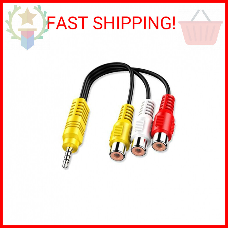 3.5MM to 3 RCA Cable ，Video AV Component Adapter Cable Replacement for ...