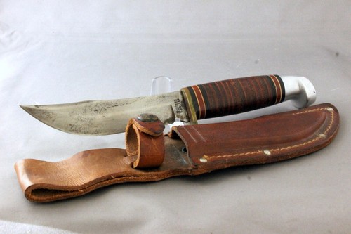 WESTERN L66 FIXED BLADE HUNTING KNIFE Leather Ring Handle, 1983 ...