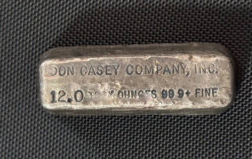 ULTRA RARE Vintage 12.0 Oz Don Casey Old Poured Silver Bar from 1970's ...