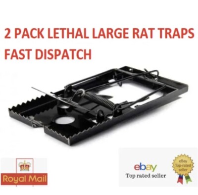 2 X Large Rat Catching Metal Traps Heavy Duty Snap Mouse Trap Bait Pest ...