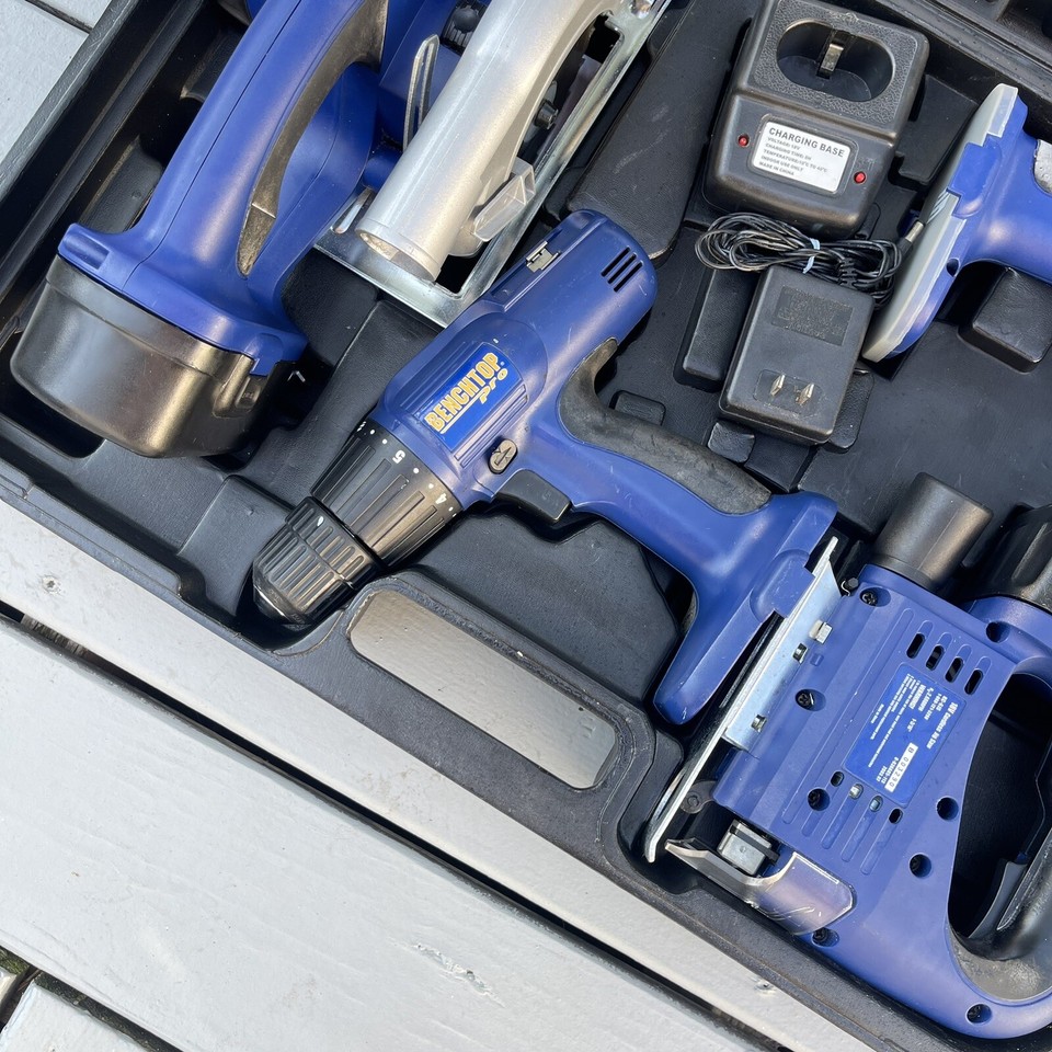 Benchtop Pro Battery Power Tools Set w/ Sander Drill,Jigsaw,Charger ...