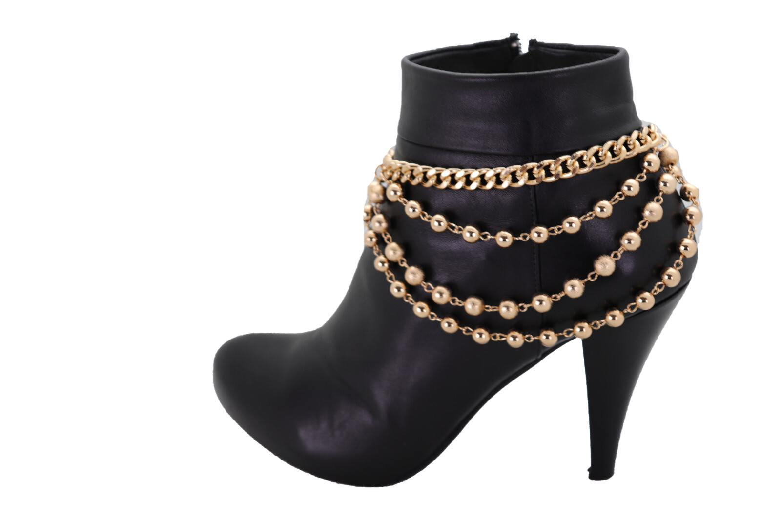 Women Gold Metal Chain Boot Bracelet Shoe Anklet Ball Waves Charm ...