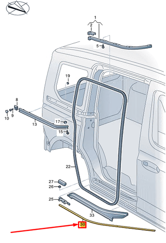 VW CADDY SB MK4 Left Lower Sliding Door Runner 2K7843865 NEW GENUINE ...