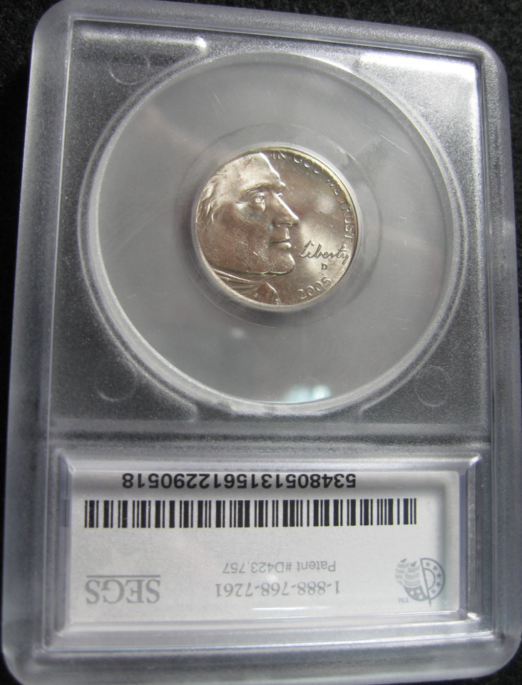 2005 d JEFFERSON NICKEL - 5c - BISON - SEGS Sample Holder - Unc | eBay